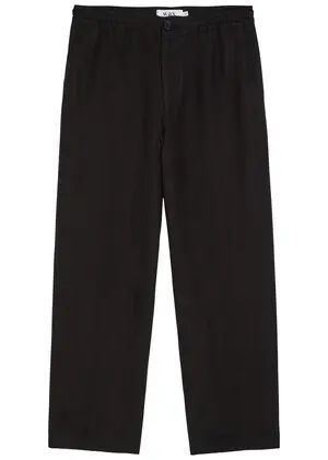 WAX LONDON Glencoe Relaxed Straight-leg Linen Trousers - Black