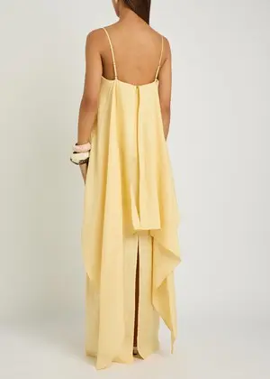 Staud Valencia Draped Linen Maxi Dress