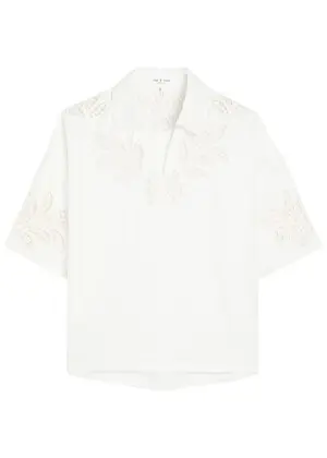 Rag & Bone Lucy Floral Cut-out Denim Top - White