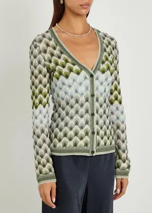 Missoni Chevron Metallic-knit Cardigan