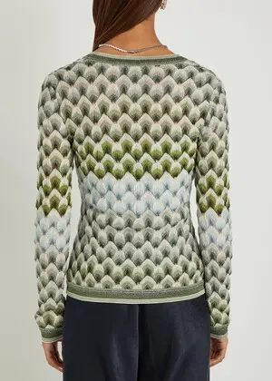 Missoni Chevron Metallic-knit Cardigan