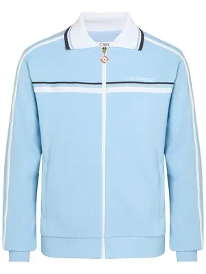 Casablanca Logo-embroidered Panelled Piqué Woven Track Jacket - Light Blue