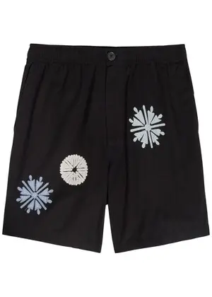 WAX LONDON Embroidered Cotton And Linen-blend Shorts - Black