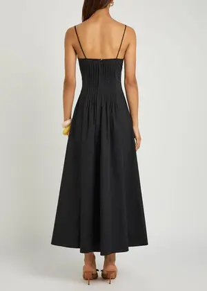 Staud Margi Pintuck Stretch-cotton Midi Dress