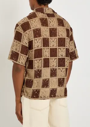 Amiri Checked Logo-monogram Open-knit Shirt