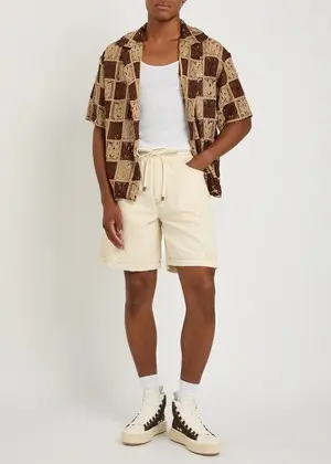 Amiri Checked Logo-monogram Open-knit Shirt