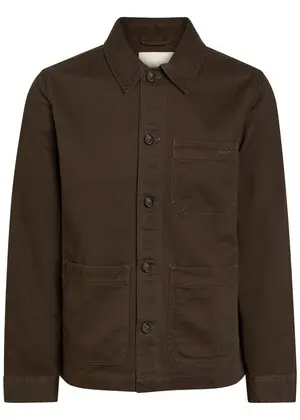 Gant Logo-embroidered Cotton-twill Overshirt - Brown