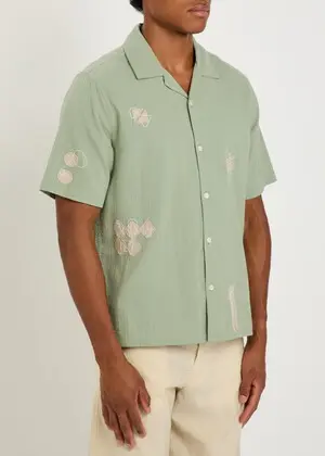 WAX LONDON Didcot Embroidered Seersucker Shirt