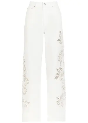 Rag & Bone Shea Embroidered Straight-leg Jeans - White