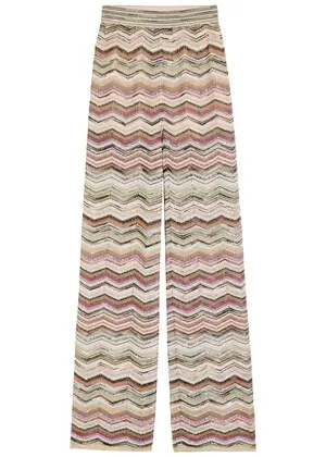 Missoni Chevron Wide-leg Metallic-knit Trousers - Multicoloured