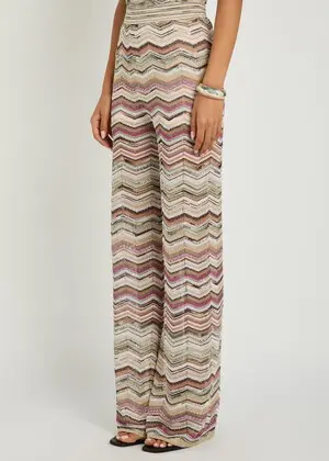 Missoni Chevron Wide-leg Metallic-knit Trousers