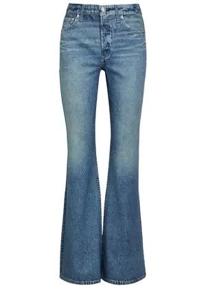 Rag & Bone Dahlia Denim-print Flared-leg Trousers - Light Blue