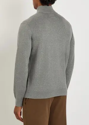 Gant Logo-embroidered Quarter-zip Cotton Jumper