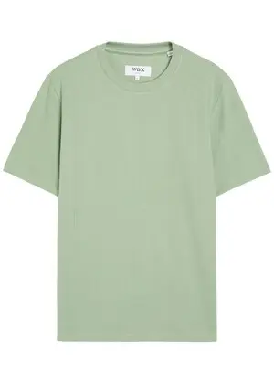 WAX LONDON Dean Textured-knit Cotton T-shirt - Sage