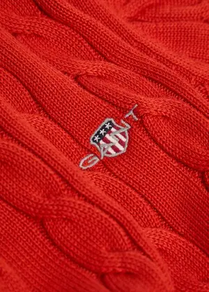 Gant Logo-embroidered Cable-knit Cotton Jumper