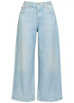 Rag & Bone Andi Denim-print Cotton Trousers - Light Blue