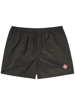 Casablanca Logo-appliquéd Monogram Shell Swim Shorts - Black