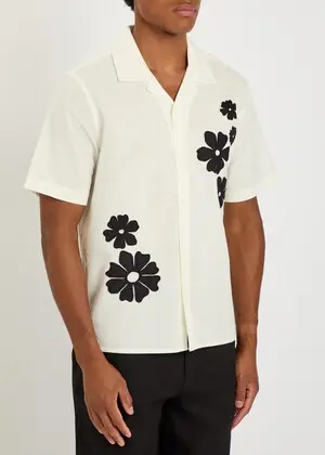 WAX LONDON Didcot Floral-embroidered Cotton-blend Shirt