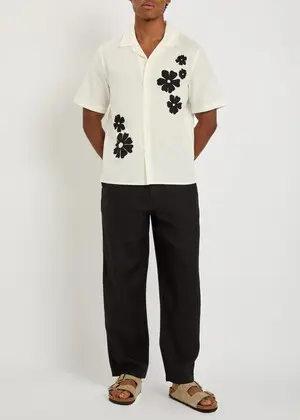WAX LONDON Didcot Floral-embroidered Cotton-blend Shirt