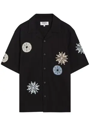 WAX LONDON Didcot Embroidered Cotton-blend Shirt - Black