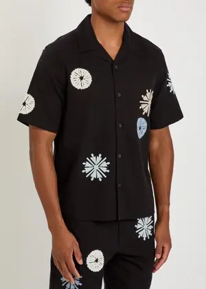 WAX LONDON Didcot Embroidered Cotton-blend Shirt
