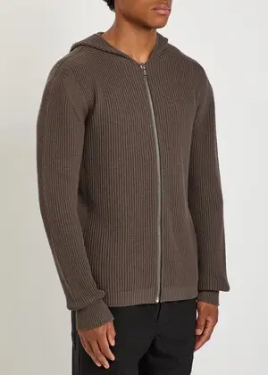 Rick Owens Hooded Ribbed-wool Jumper