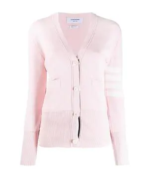 Thom Browne 4-bar Crepe V-neck Cardigan - Pink