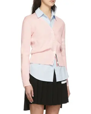 Thom Browne 4-bar Crepe V-neck Cardigan