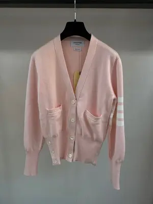 Thom Browne 4-bar Crepe V-neck Cardigan