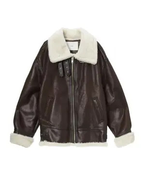 DUNST Faux Fur Trimmed Jacket - Black
