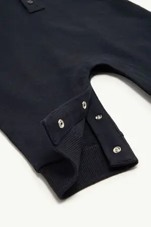 Moncler Tricolour-trimmed Piquet Baby Grow - Midnight Blue