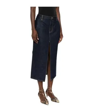 Khaite Front-slit Denim Skirt