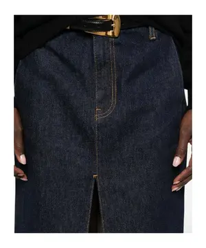 Khaite Front-slit Denim Skirt
