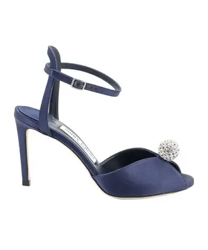 JIMMY CHOO Sacora 85 Embellished Satin Sandals - Blue