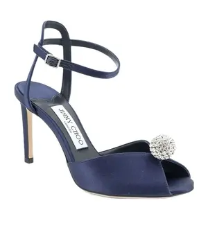 JIMMY CHOO Sacora 85 Embellished Satin Sandals