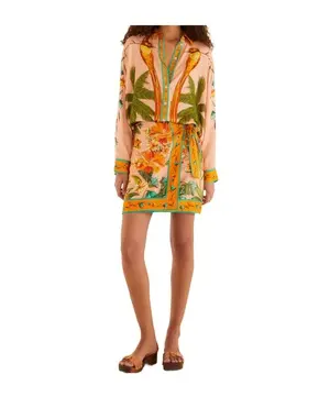 Farm Rio Birds-print Long-sleeve Shirt - Multicolor