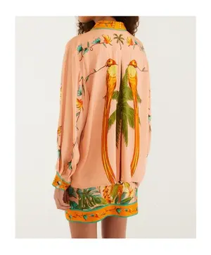 Farm Rio Birds-print Long-sleeve Shirt