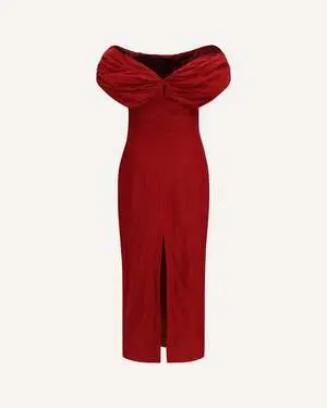 Magda Butrym Off-shoulder Draped Midi Dress