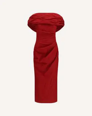 Magda Butrym Off-shoulder Draped Midi Dress