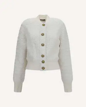 Balmain Tweed Bomber Jacket With Lion-head Buttons