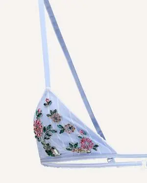 Dolce & Gabbana Striped Poplin Embroidered Bra