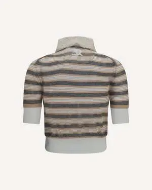Ermanno Scervino Striped Lace Collar Polo Sweater