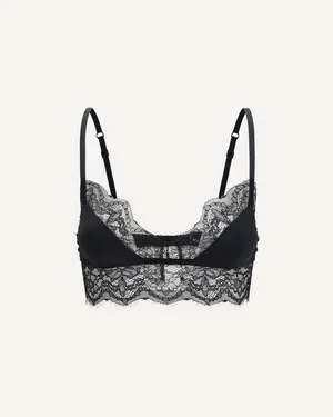Dolce & Gabbana Satin Soft-cup Bralette Bra With Lace - Black