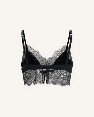 Dolce & Gabbana Satin Soft-cup Bralette Bra With Lace - Black