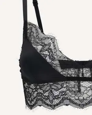 Dolce & Gabbana Satin Soft-cup Bralette Bra With Lace - Black