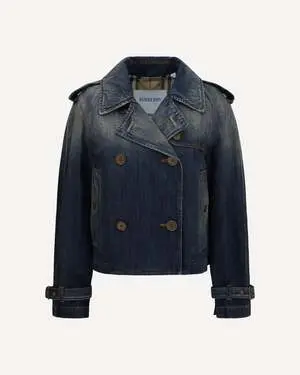 Burberry Cropped Double-breasted Denim Jacket
