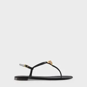 GIUSEPPE ZANOTTI Embellished Leather Thong Sandals - Black