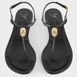 GIUSEPPE ZANOTTI Embellished Leather Thong Sandals
