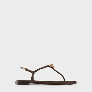 GIUSEPPE ZANOTTI Flat Thong Sandal With Embellishment - Brown