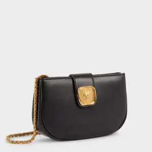 GIUSEPPE ZANOTTI Leather Clutch Bag With Gold Chain Strap